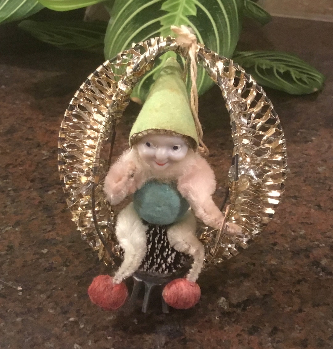 1950’s Kitsch Christmas Pixie Elf Ornament - Poly Body With Pipe ...