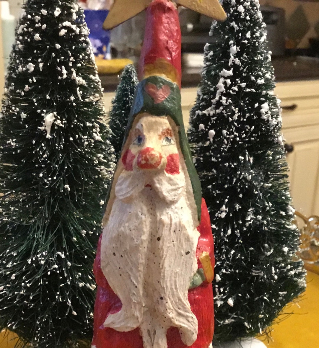House of Hatten - Vintage Hand Carved Santa Claus - Folk Art Pixie Santa Shelf Sitter - 1980’s ...