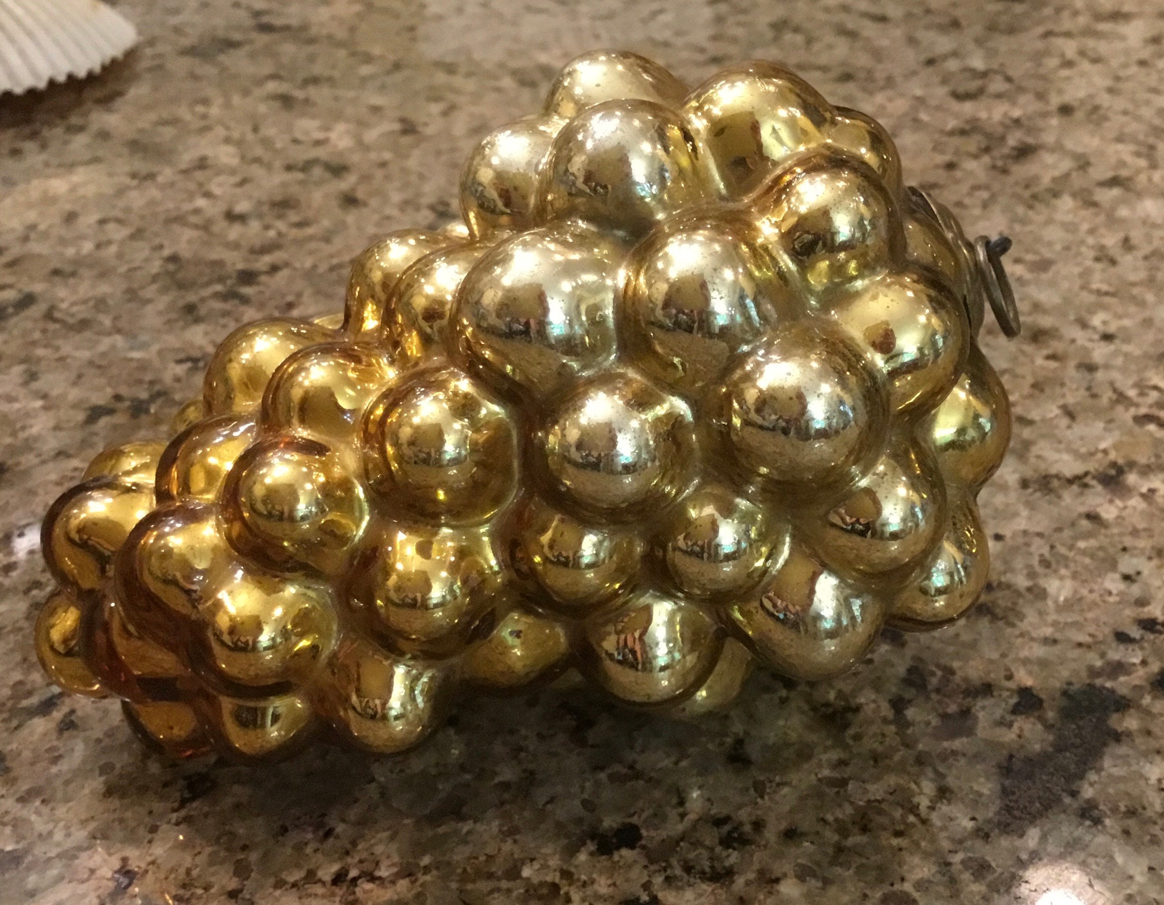Antique German Kugel Grape Cluster Ornament - Gold Grape Bunch - Made ...