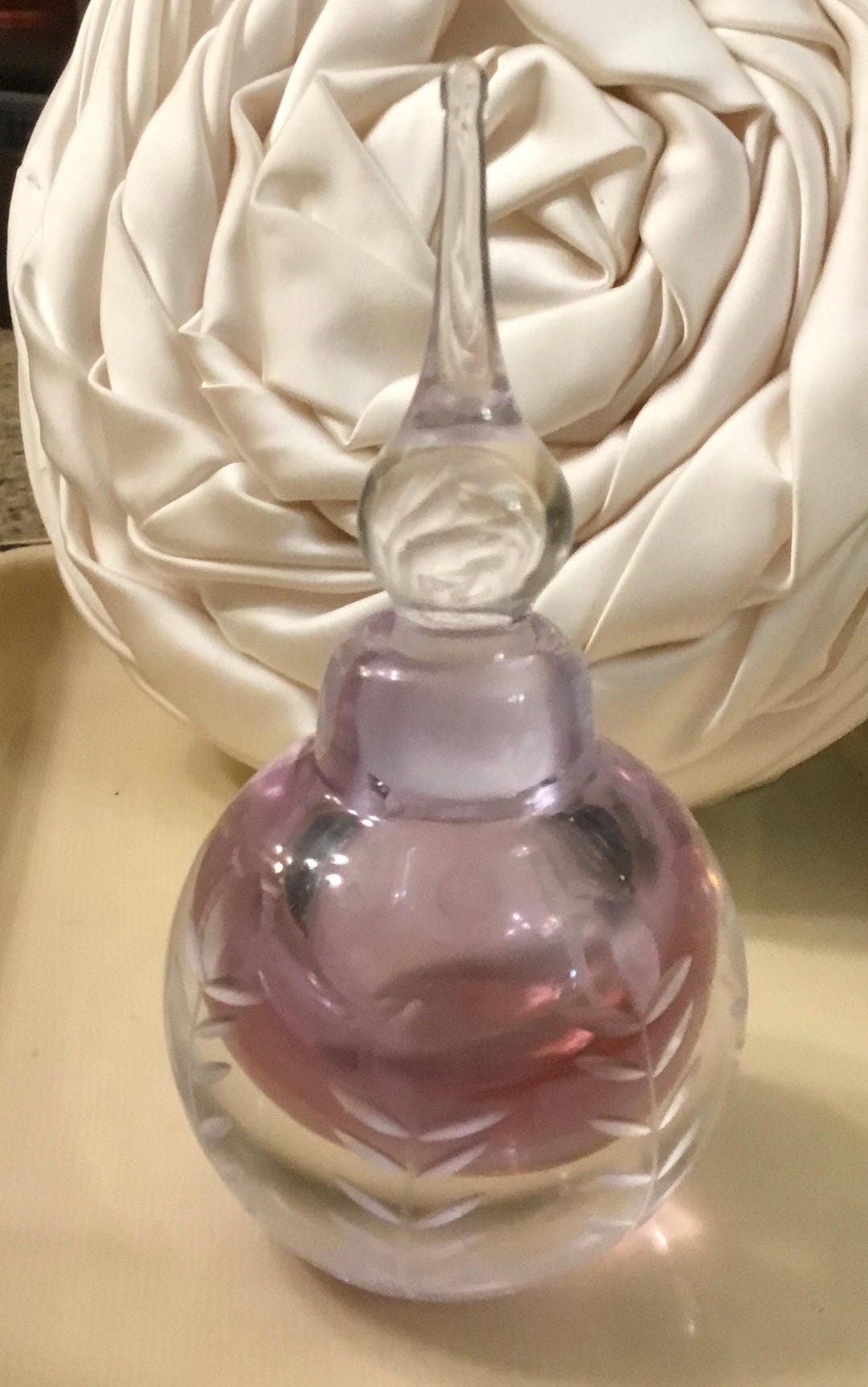 Jerry Vandermark - Art Glass Perfume Bottle With Stopper- Etched ...
