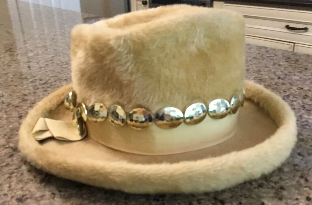 Vintage Fashion Hat - Faux Fur Union Made Sixties Hat - Musketeer ...