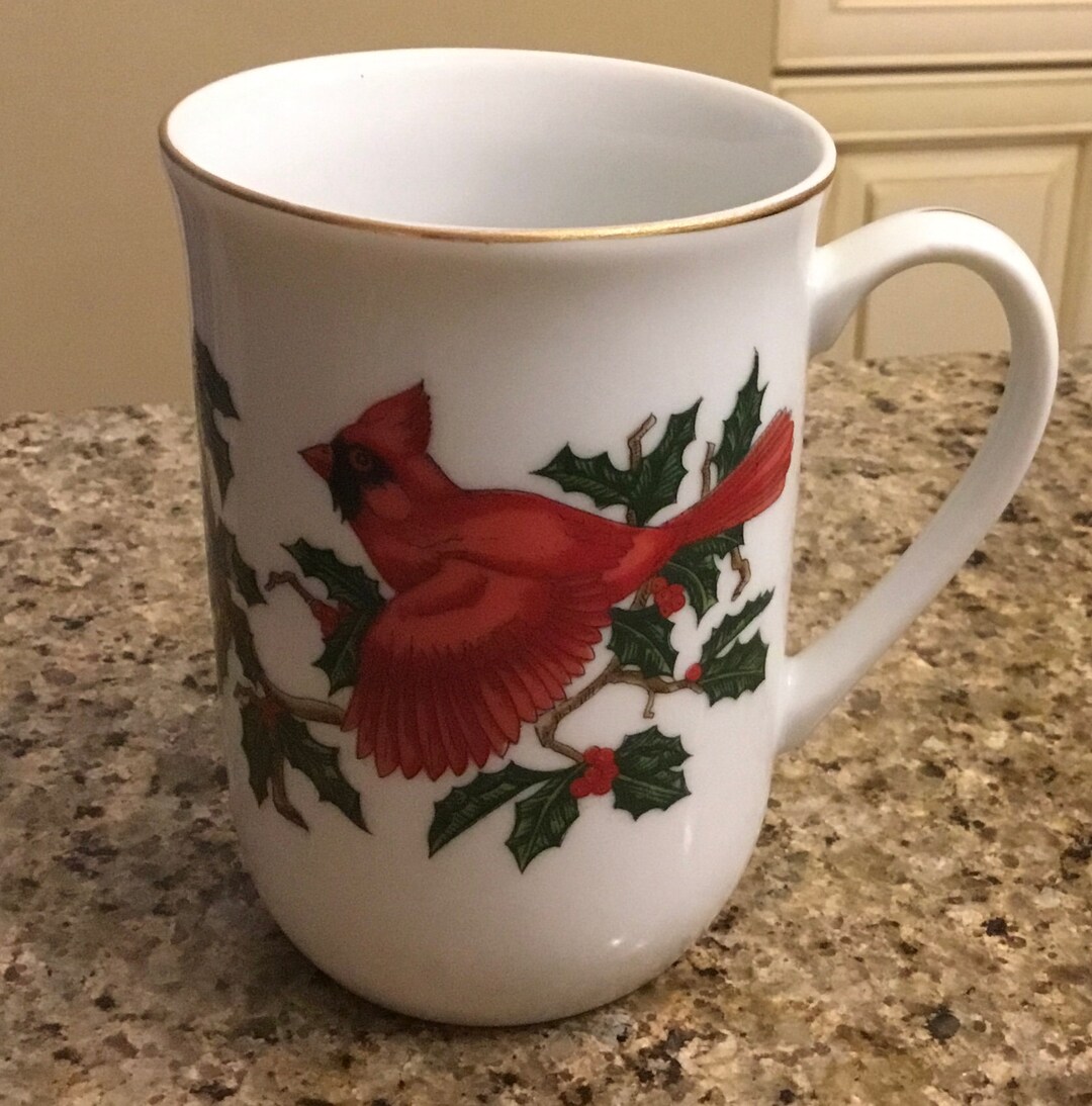 Vintage Lefton China Cardinal and Holly Gold Trim Hand Painted ...