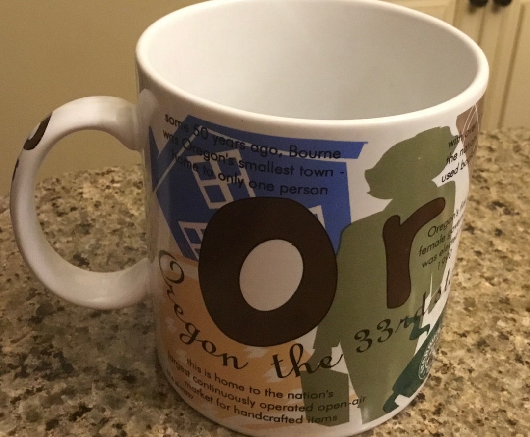 Rare Vintage STARBUCKS States of Bean Coffee Mug OREGON Designed by ...