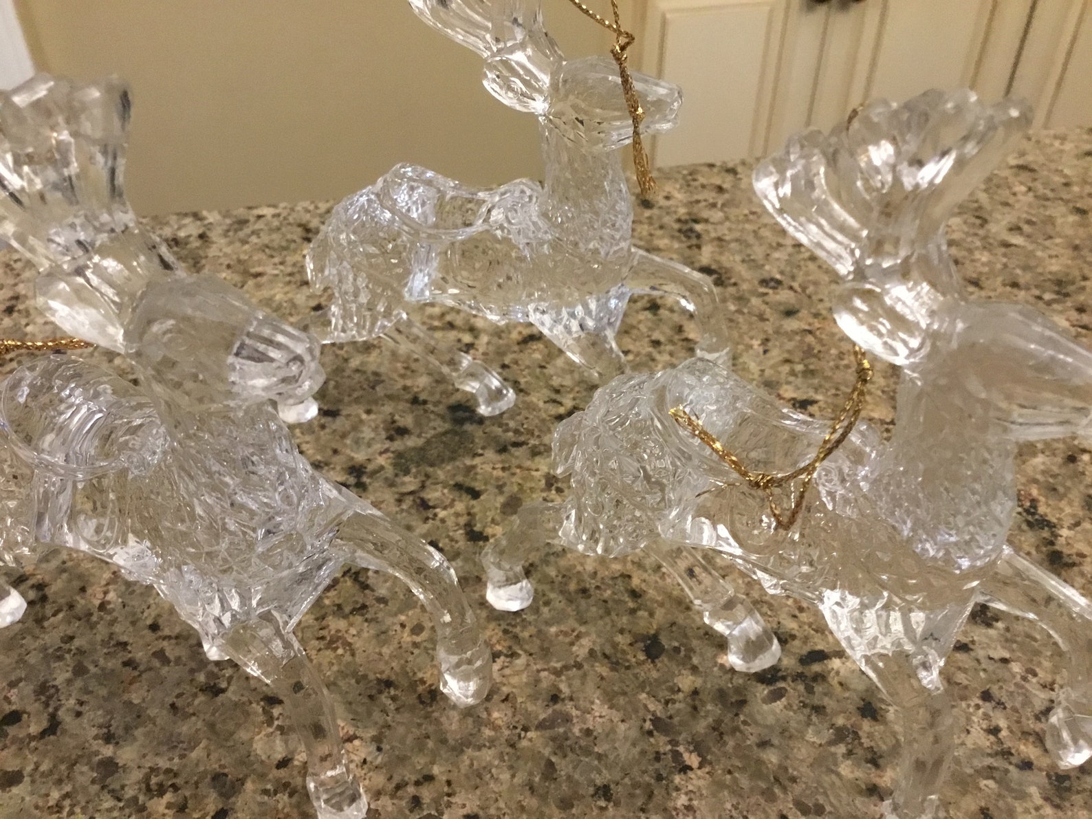 Large Vintage Acrylic Reindeer Christmas Tree Ornaments - Set of 3 - Etsy