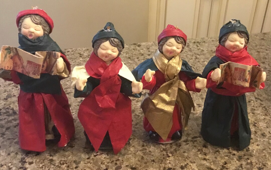 Vintage Paper Mache Carol Singer Quartet - Shelf Sitters - PR China ...