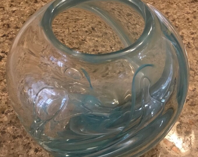 American Art Glass - Brian Lonsway Signed Original - Turquoise Rose ...