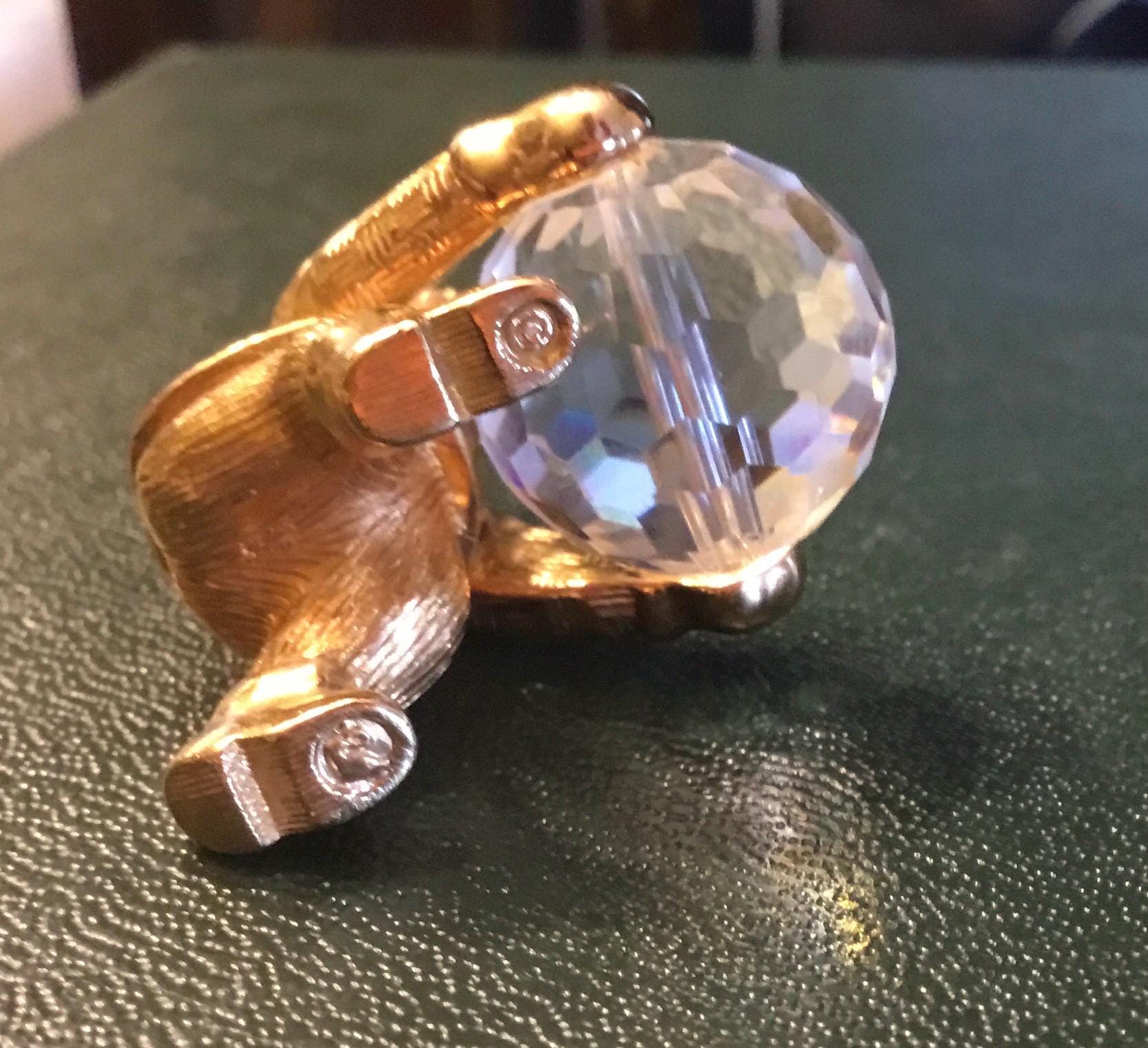 Swarovski Crystal Snowball Fun Gold Tone Pendant With Crystal Ball - Etsy