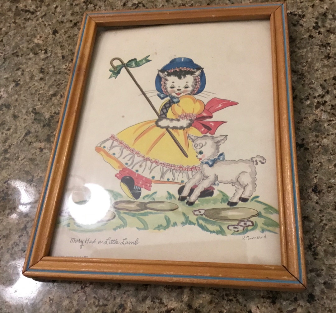 Vintage Nursery Rhyme Lithograph - Mary Had a Little Lamb - K Townsend ...