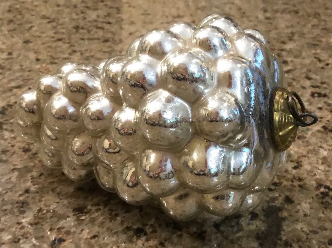Antique German Kugel Grape Cluster Ornament - Silver Glass Christmas ...