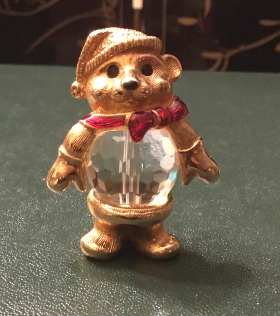 Swarovski Crystal Teddy Bear Christmas Holiday Pendan… - Gem