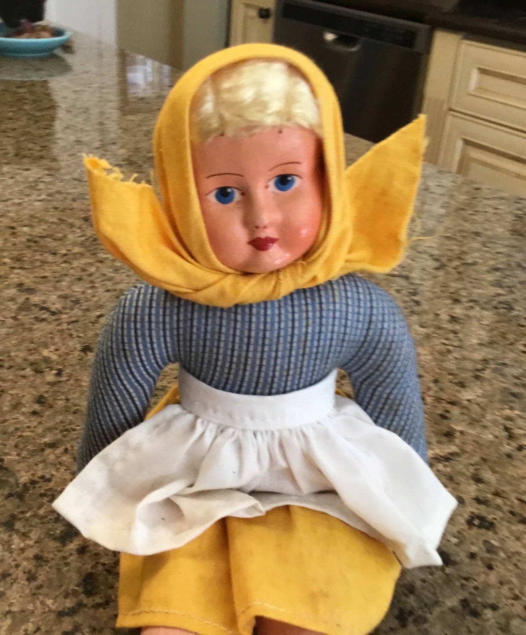 Vintage Rag Doll - Hand Made Doll Composite Hand Painted Face ...