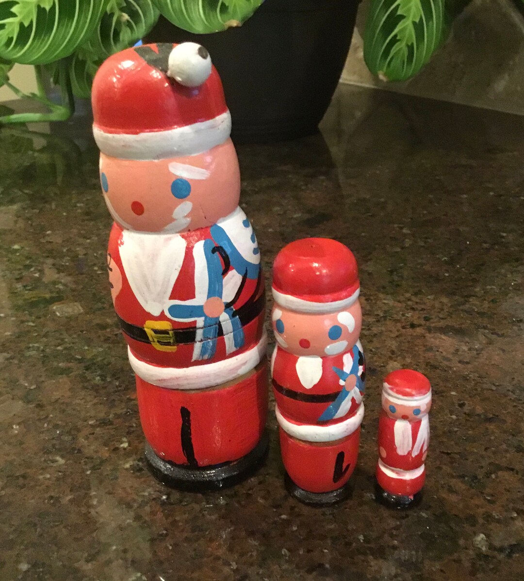 Vintage Shackman Santa Stacking Dolls - Retro MCM Christmas Stacking ...