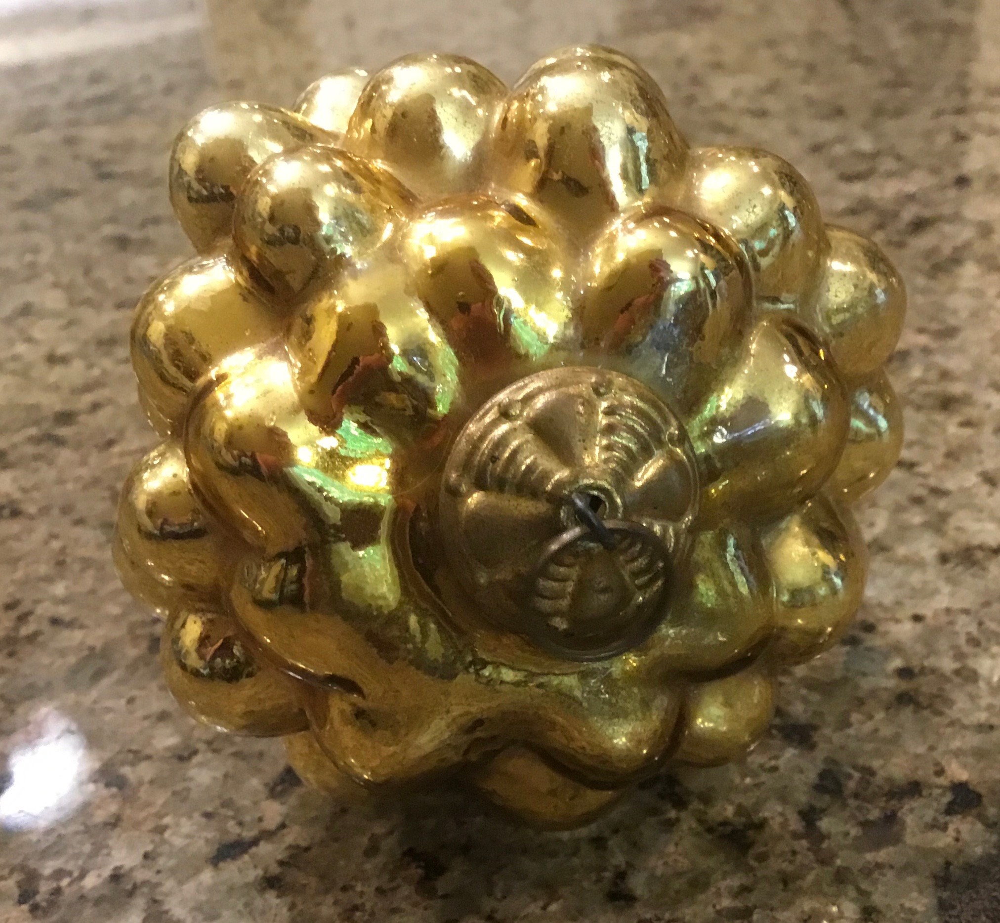 Antique German Kugel Grape Cluster Ornament - Gold Grape Bunch - Made ...