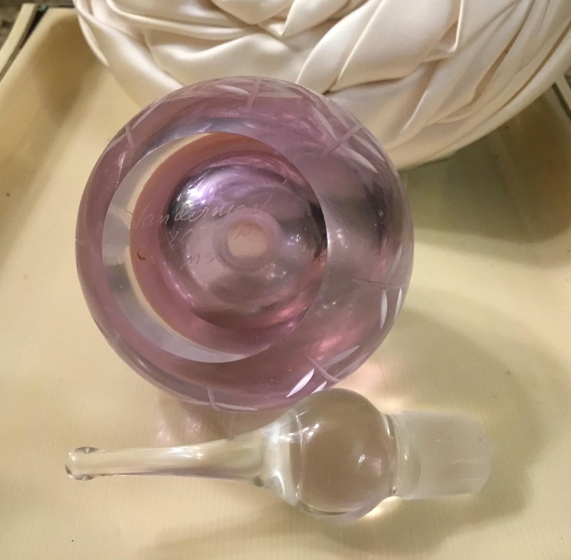 Jerry Vandermark - Art Glass Perfume Bottle With Stopper- Etched ...