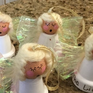 Miniature Flower Pot Christmas Angels Vintage Handmade Clay Angels Set ...