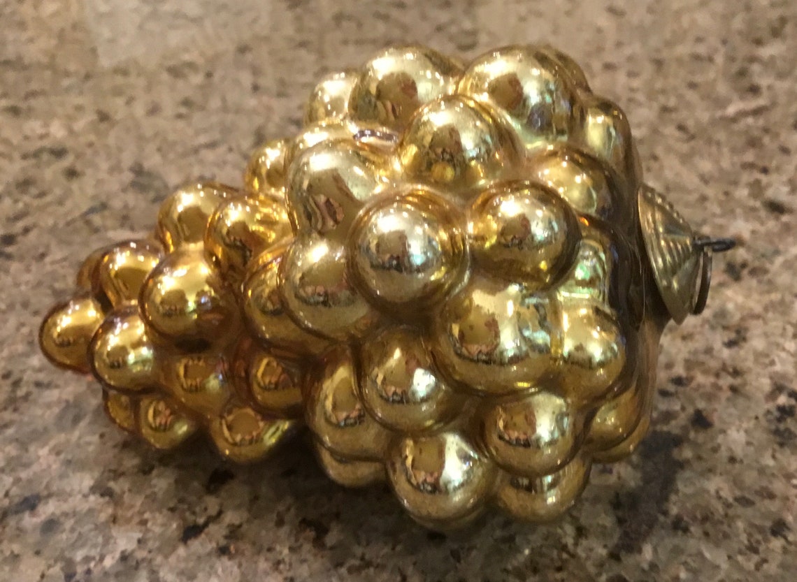 Antique German Kugel Grape Cluster Ornament - Gold Grape Bunch - Made ...