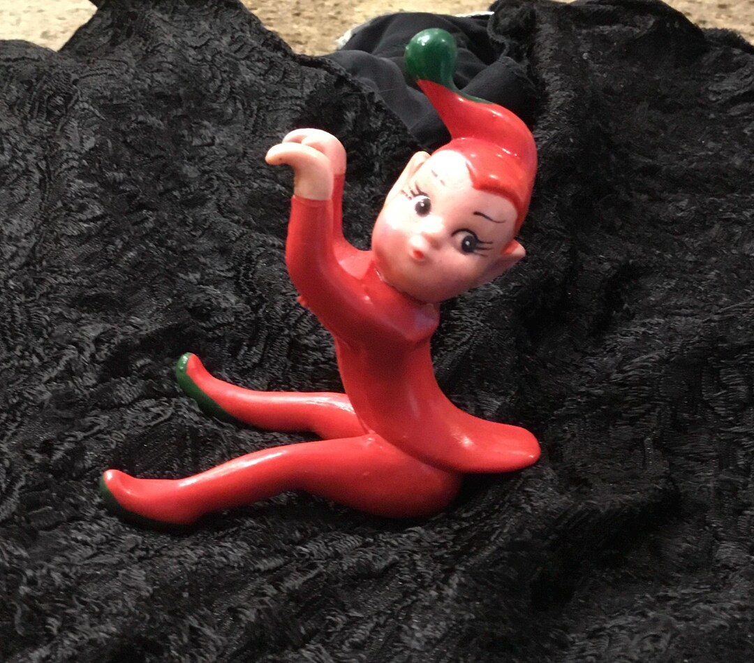 Mid Century Pixie Elf Christmas Figurine - Hong Kong Kitsch Plastic ...