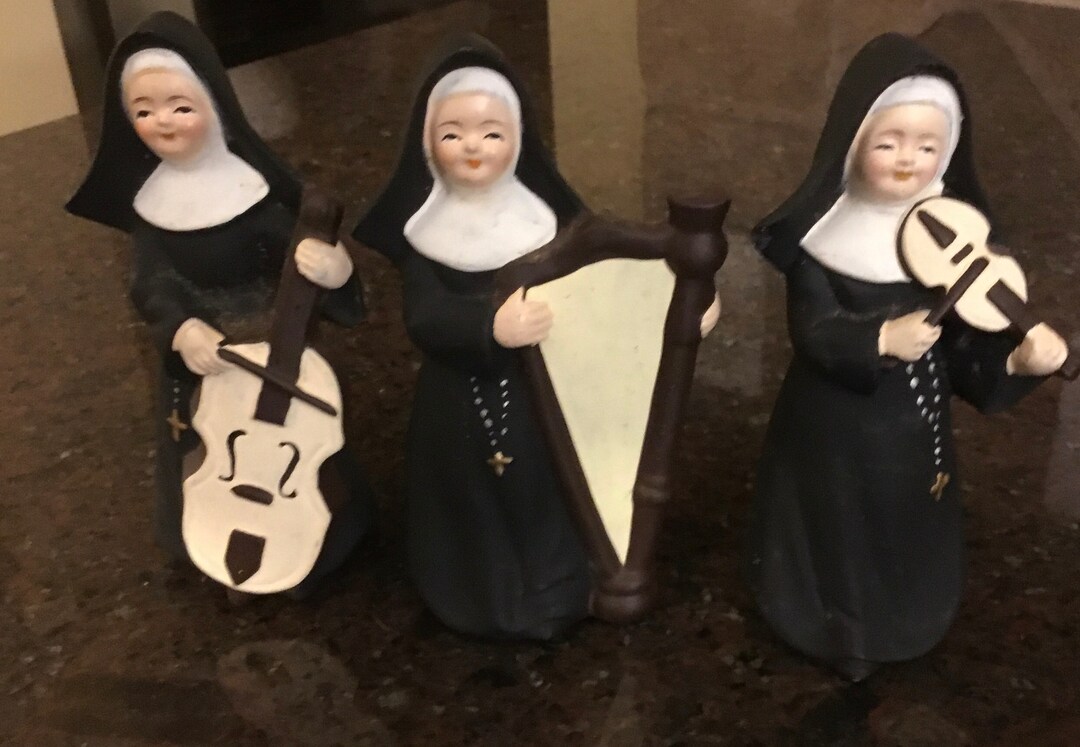 Vintage Christmas Nun Band Trio - Porcelain Christmas Shelf Sitters ...
