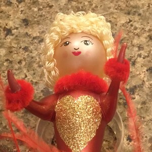Vintage De Carlini Showgirl Hula in Real Red Feathers Christmas ...