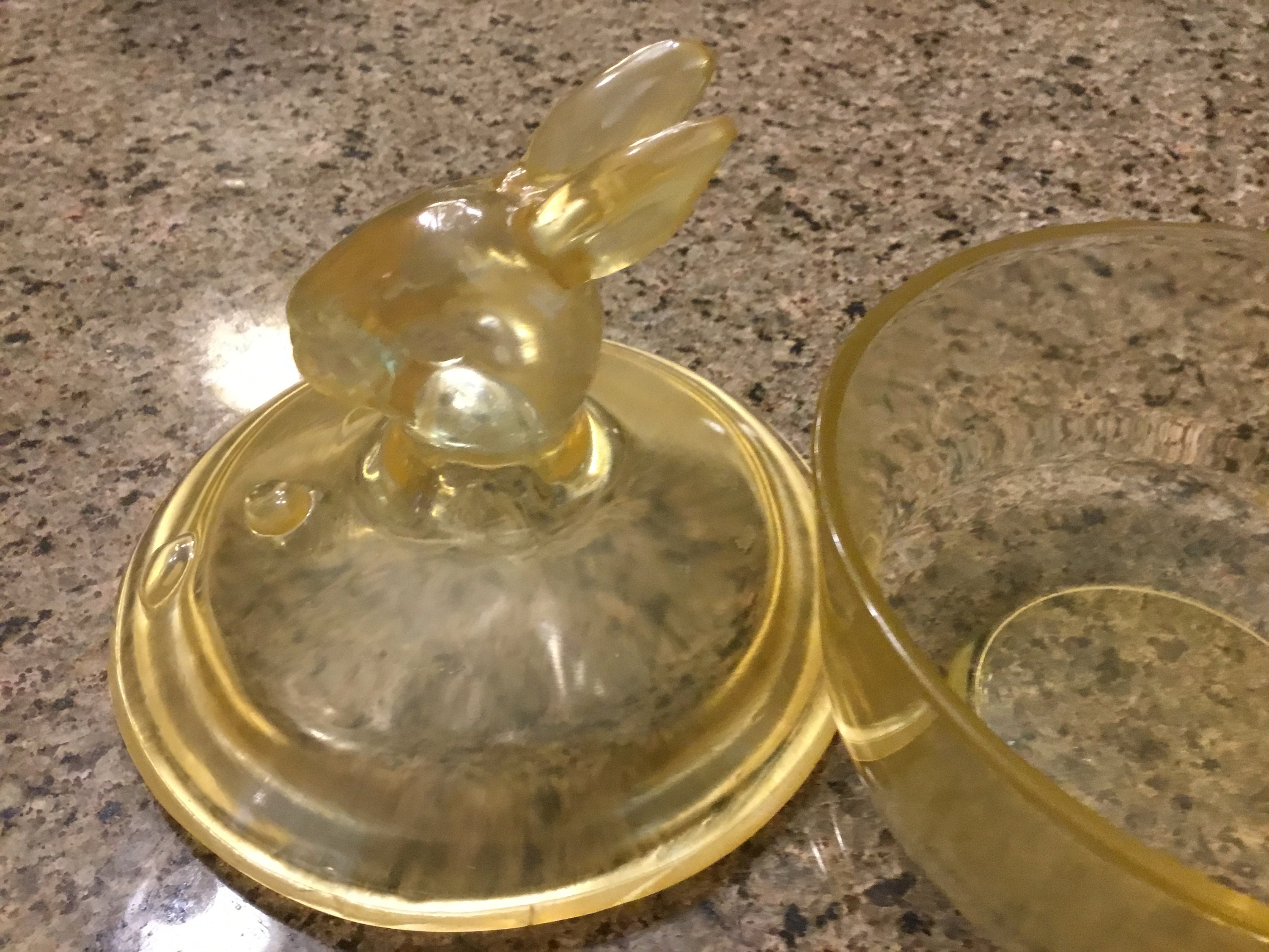 Vintage Yellow Glass and Lucite Bunny Rabbit Bon Bon Candy Bowl - 1950 ...