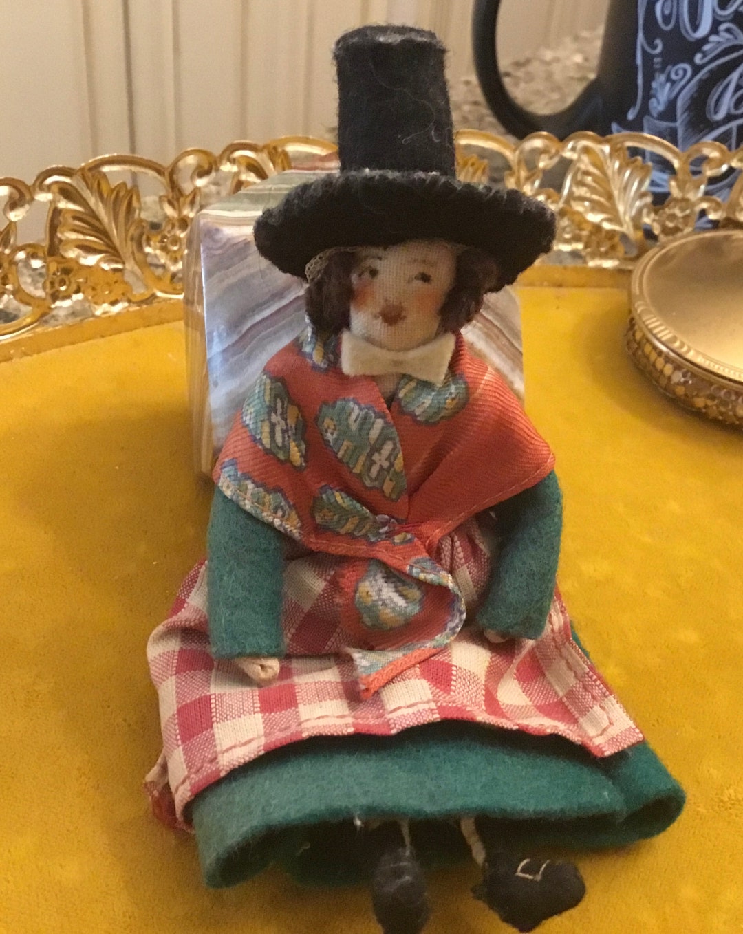 Antique Hand Made American Pilgrim Doll Wrapped Wire Body, Hand Painted ...