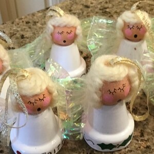 Miniature Flower Pot Christmas Angels Vintage Handmade Clay Angels Set ...