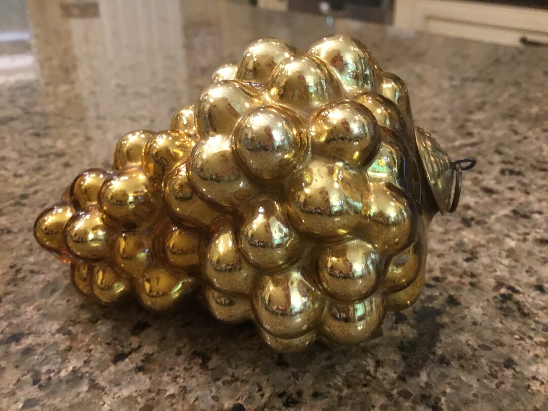 Antique German Kugel Grape Cluster Ornament - Gold Grape Bunch - Made ...