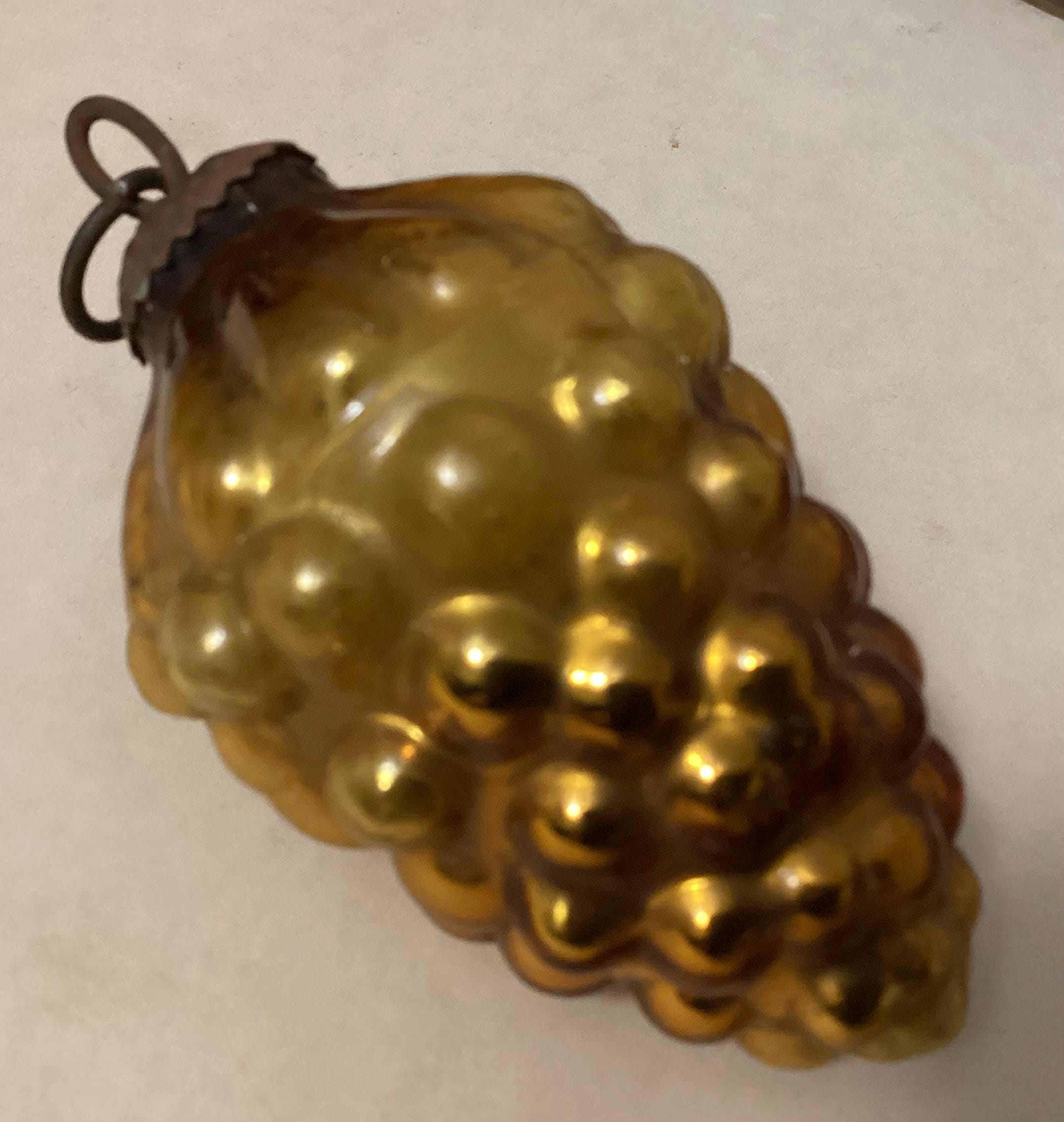 Antique German Kugel - Grape Cluster Heavy Glass Gold Copper Hue ...