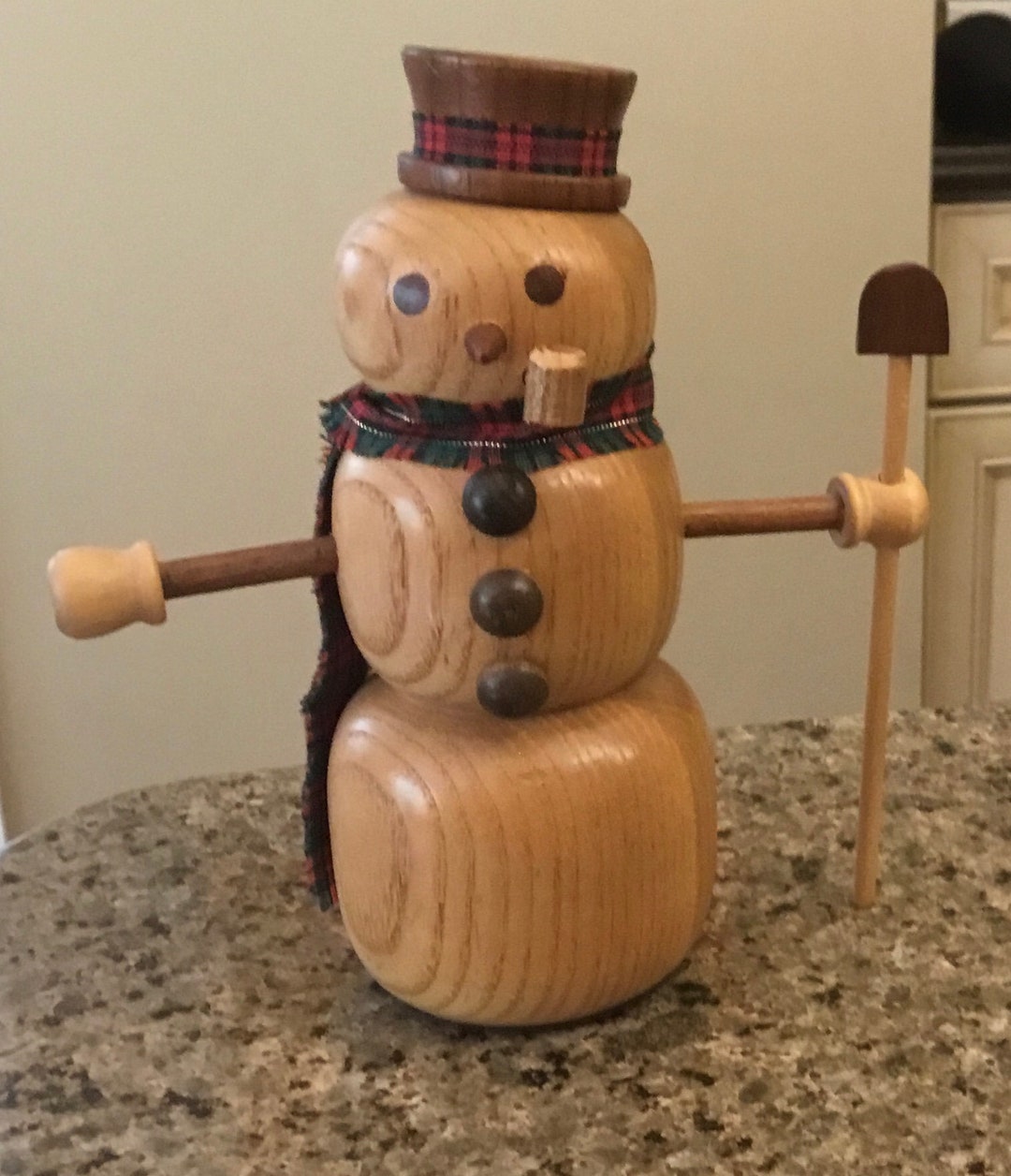 Vintage Turned Wood Snowman - Hand Made Wooden Snowman From Indiana USA ...