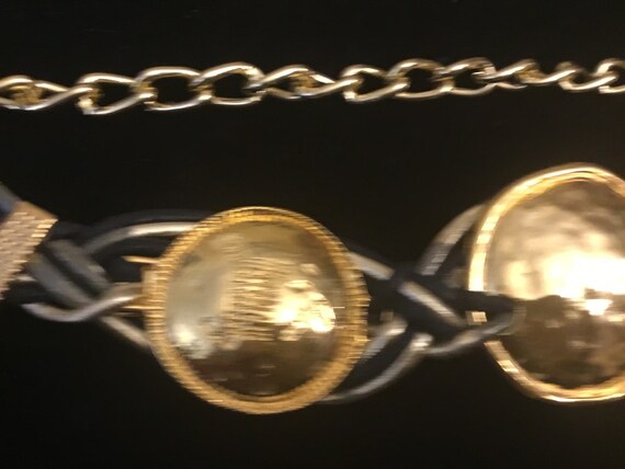 1990’s Vintage Chain Belt - Beaten Gold Tone Metal - … - Gem