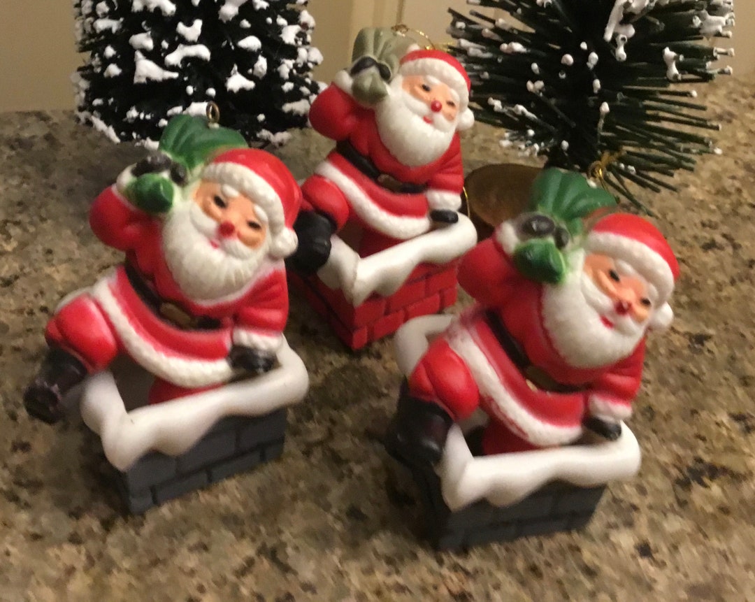 Vintage Celluloid Santa Claus Christmas Tree Ornaments Santa Coming ...