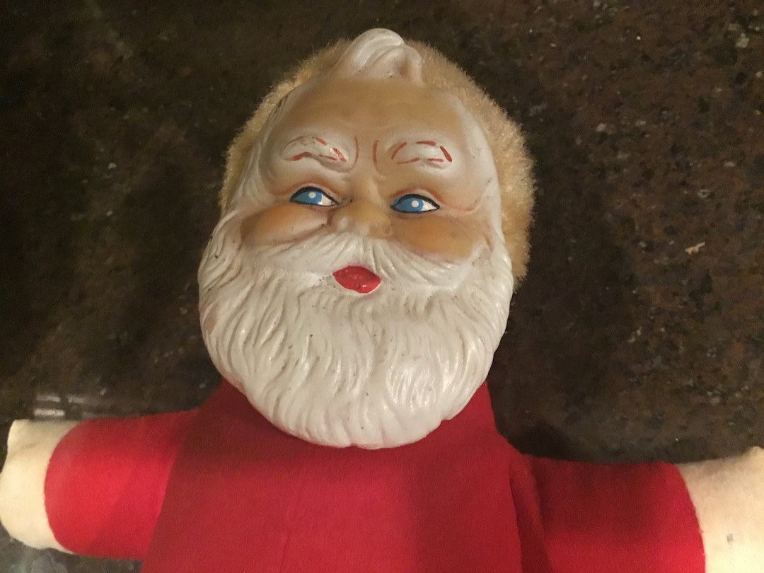 Vintage Kitsch Santa Claus Plush Toy - Jester Japan - MCM Rubber Faced ...