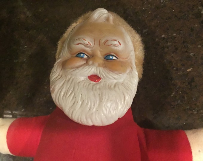 Vintage Kitsch Santa Claus Plush Toy - Jester Japan - MCM Rubber Faced ...