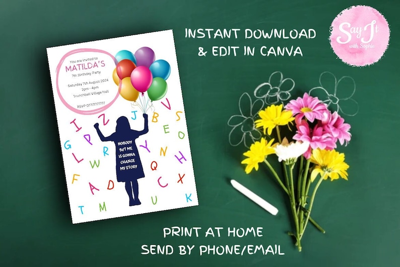 Matilda the Musical Theme Birthday Party Invitation - Etsy