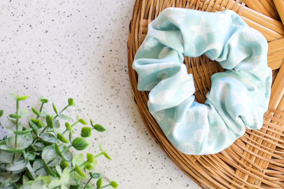 Swim Aqua Seashore Scrunchie / Bikini Material / Waterproof / Handmade ...