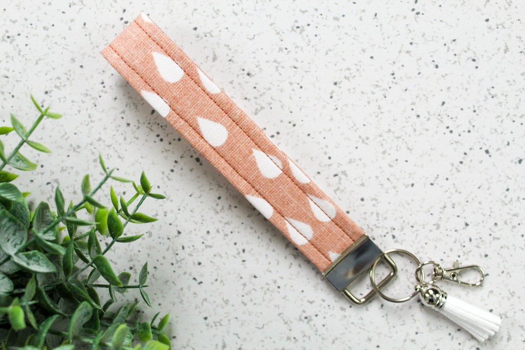 Iced Coffee Rain Key Fob Wristlet / Fabric Key Fob / Gift for Her / Key ...