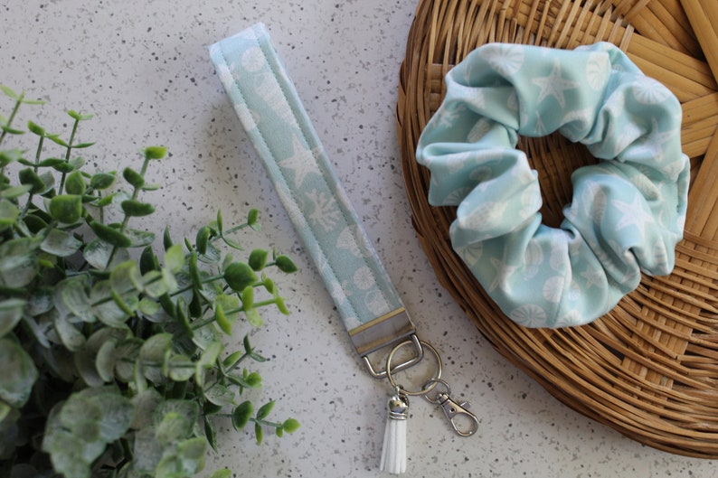 Swim Aqua Seashore Scrunchie / Bikini Material / Waterproof / | Etsy