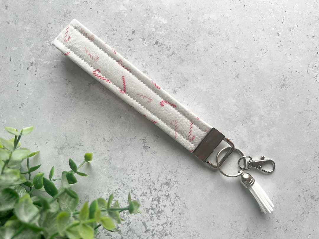 Candy Canes Key Fob Wristlet / Fabric Key Fob / Gift for Her / Lanyard ...