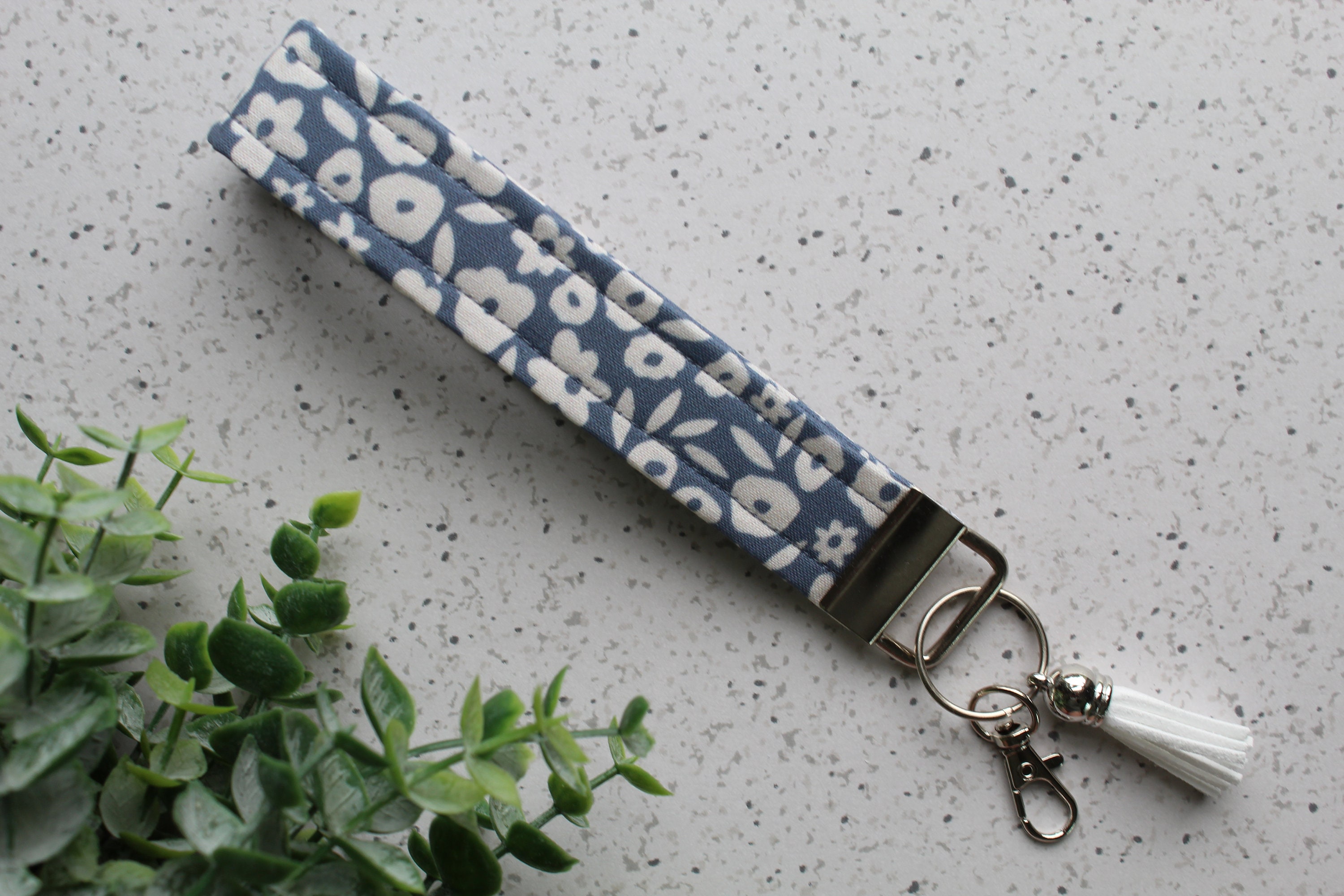 Blue Flower Field Key Fob Wristlet / Fabric Key Fob / Gift for Her ...
