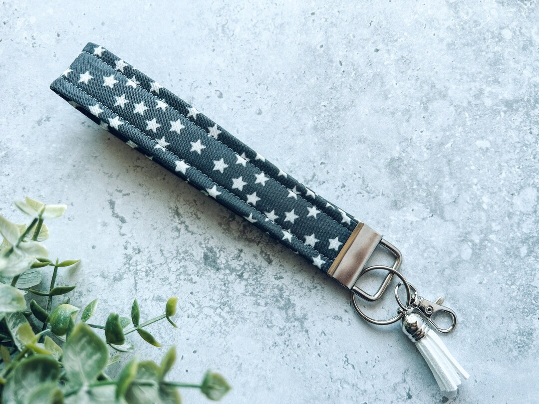 Black Star Key Fob Wristlet / Fabric Key Fob / Gift for Her / Lanyard ...