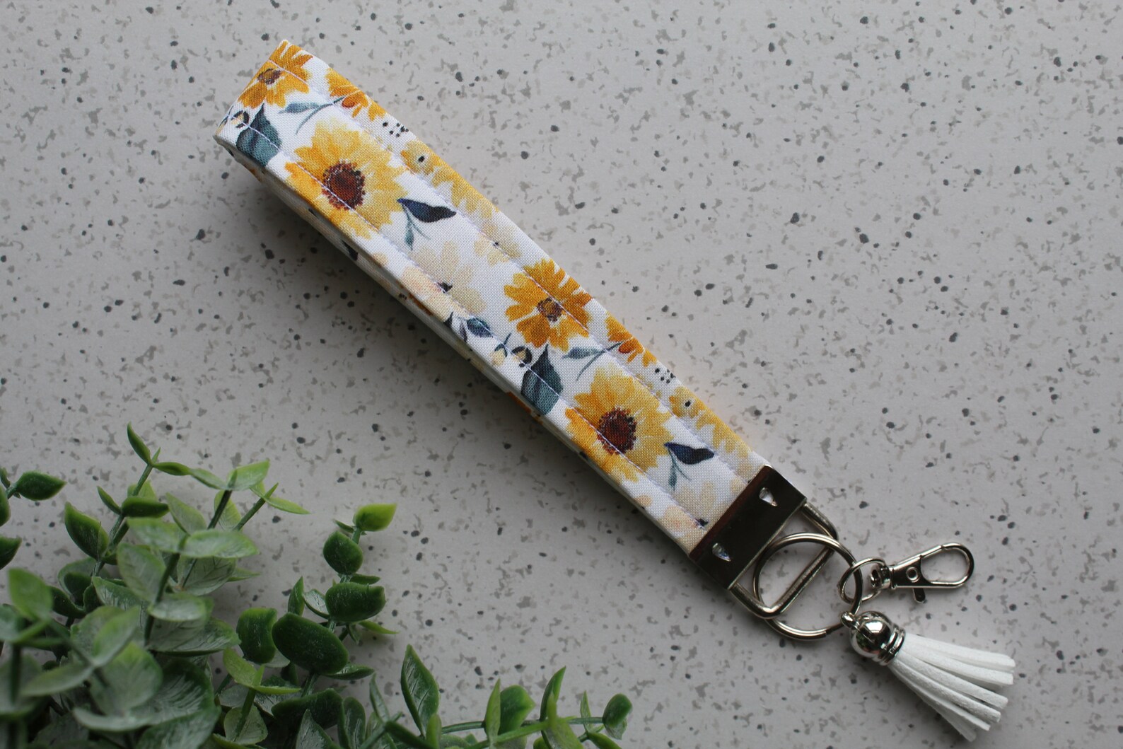 Sunflowers & Cream Key Fob Wristlet / Fabric Key Fob / Gift for Her ...