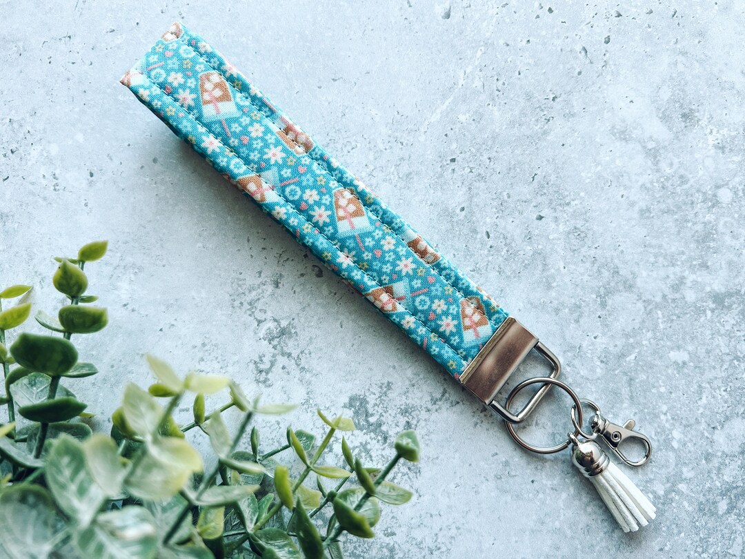 Iced Coffee Floral Key Fob Wristlet / Fabric Key Fob / Gift for Her ...