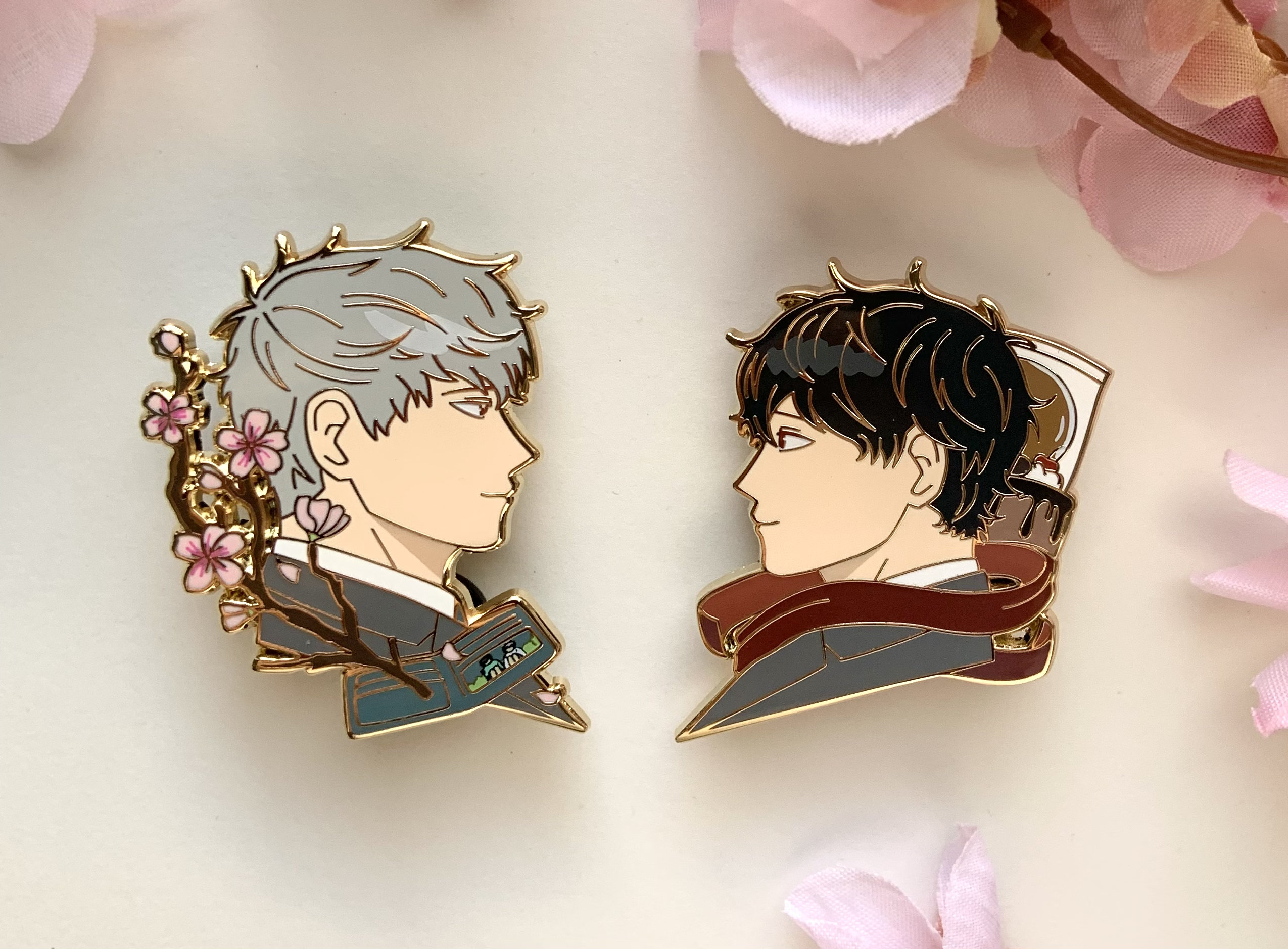 Sakura Boys Bust Pins // Yaoi Enamel Pin | Etsy