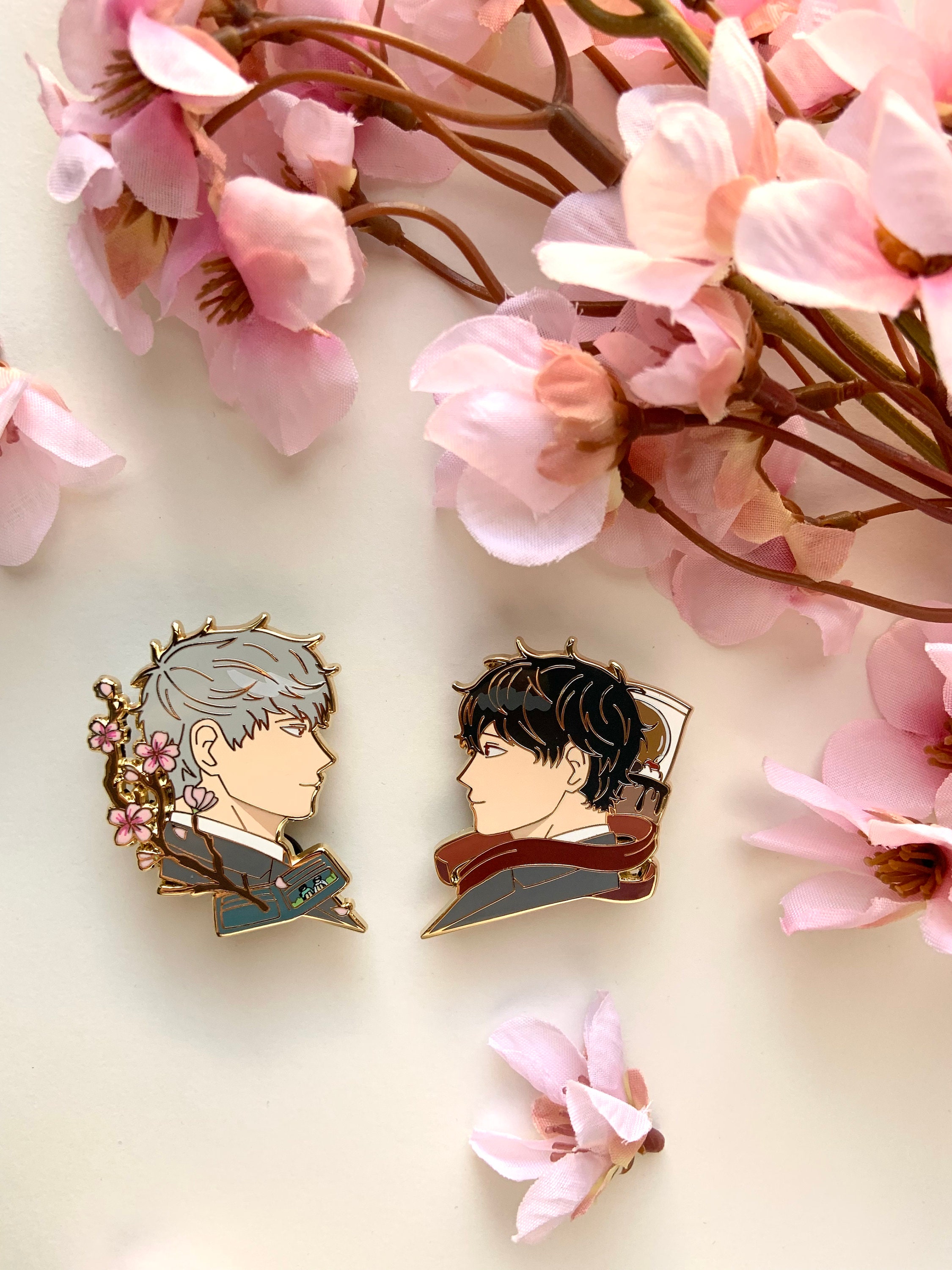 Sakura Boys Bust Pins // Yaoi Enamel Pin | Etsy