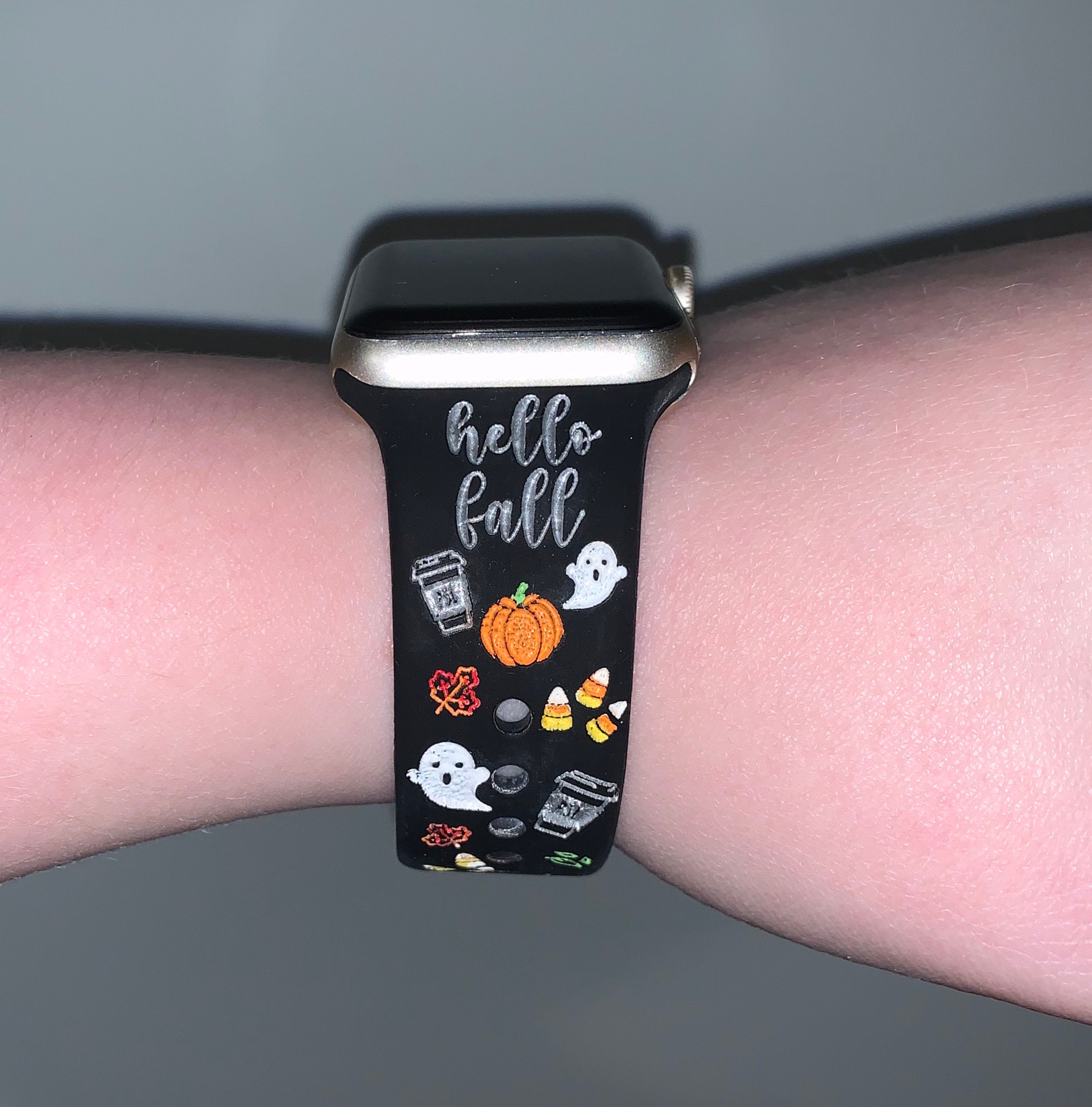 Fall Theme Laser Engraved Silicone Apple Watch Band Fall - Etsy