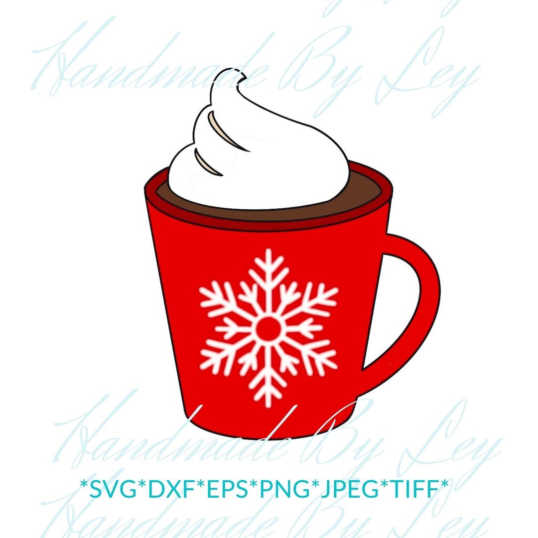 Hot Chocolate With Cream, Winter Themed Clip Art Svg, Eps, Dxf, Png ...