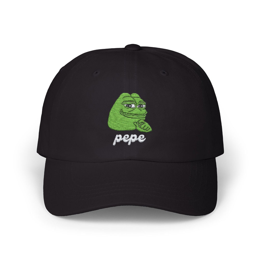 Pepe Logo Embroidered Baseball Hat, Pepe Memecoin, Matt Furey, Boys ...