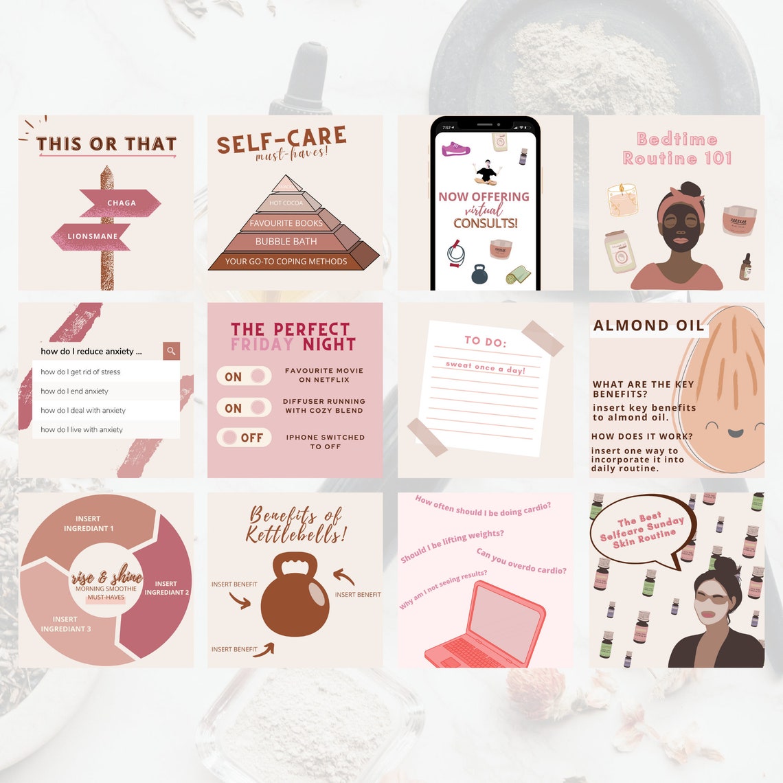 70 Health and Wellness Instagram Post Templates for Health Service or ...