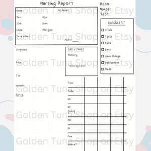 Nursing Student Report Sheet Cute Style - Great Gift for Nursing ...