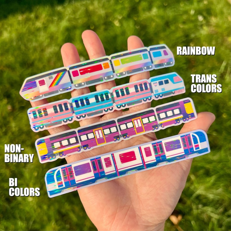 Rainbow Pride Train Stickers: Holographic Vinyl Decals, 5" - Etsy